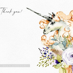 Watercolor Unicorn Clipart, Girl Birthday Unicorn Decoration ...