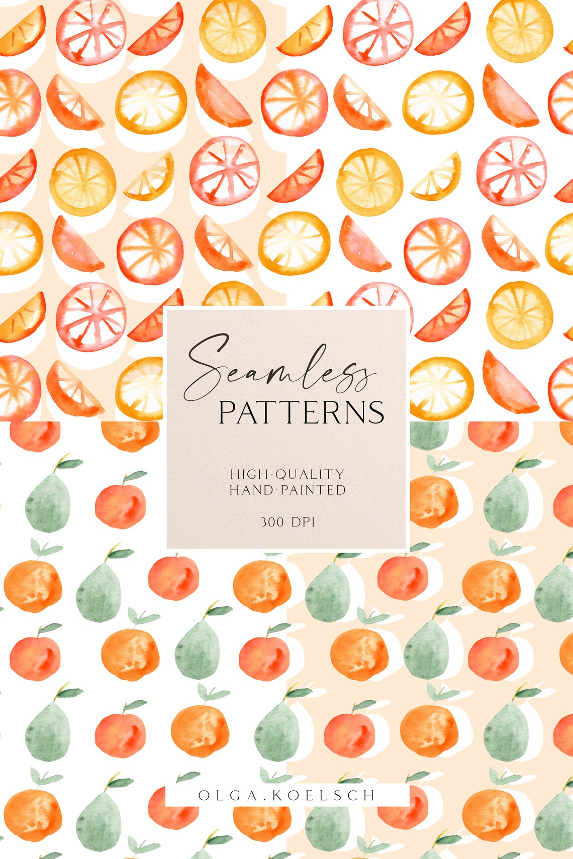 Citrus Seamless Pattern Fabric, Fruits Watercolour Summer Seamless ...