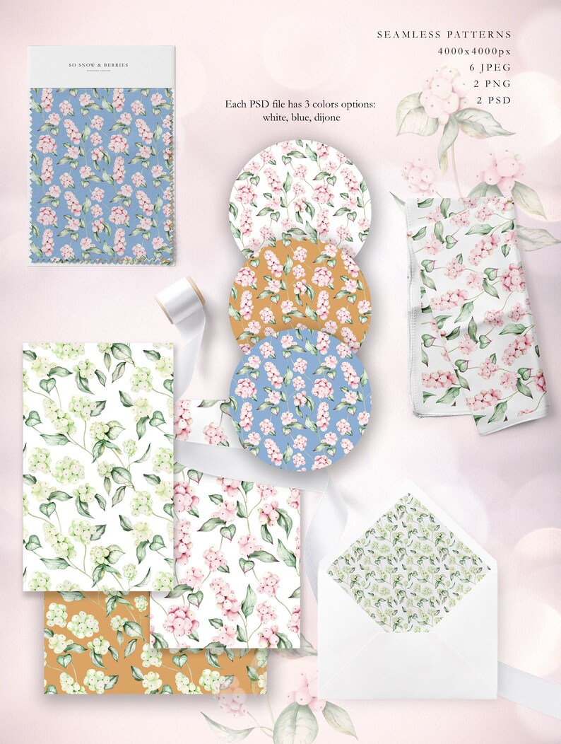 Watercolor Winter Floral Seamless Pattern for Fabric, Pink Winter ...