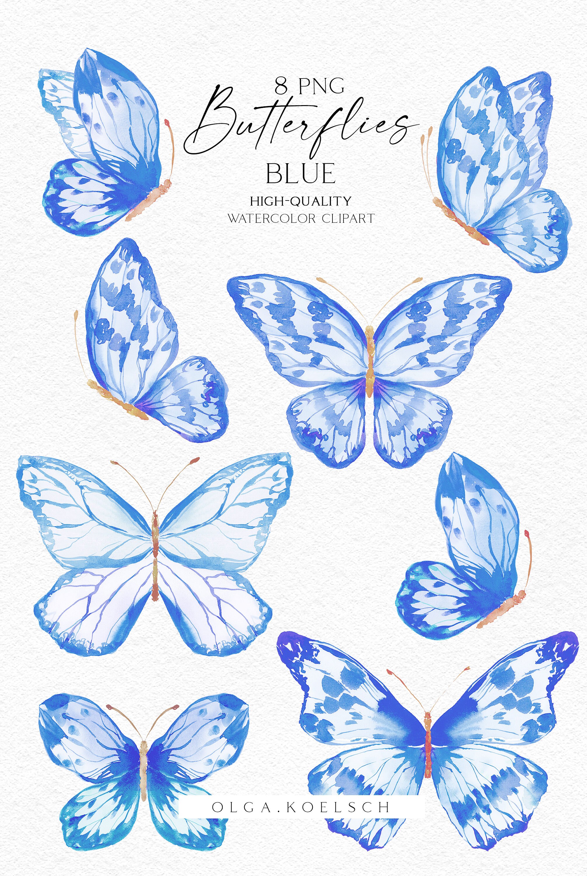Watercolor Blue Butterfly Clipart Baby Blue Butterfly for Boy - Etsy