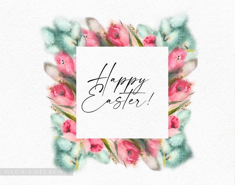 Watercolor Easter Frame Clipart Spring Flower Borders - Etsy