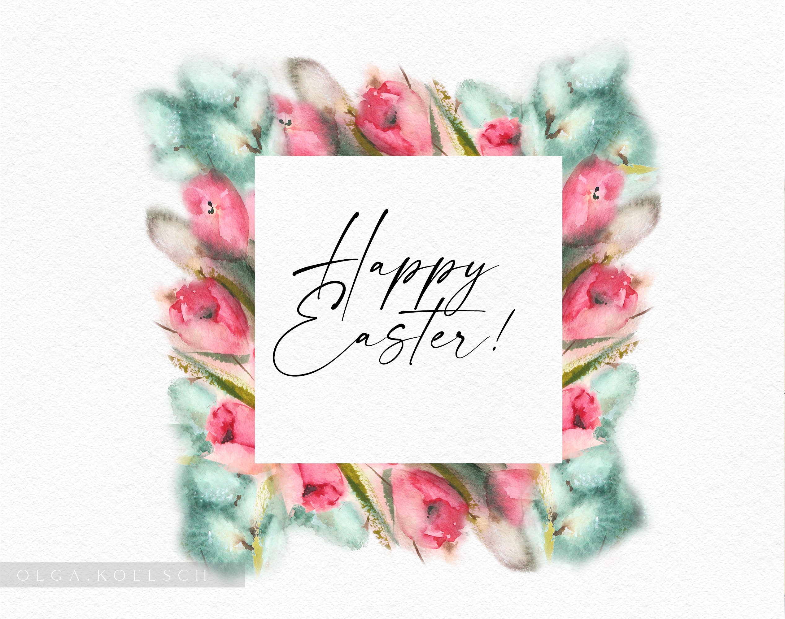 Watercolor Easter Frame Clipart Spring Flower Borders - Etsy