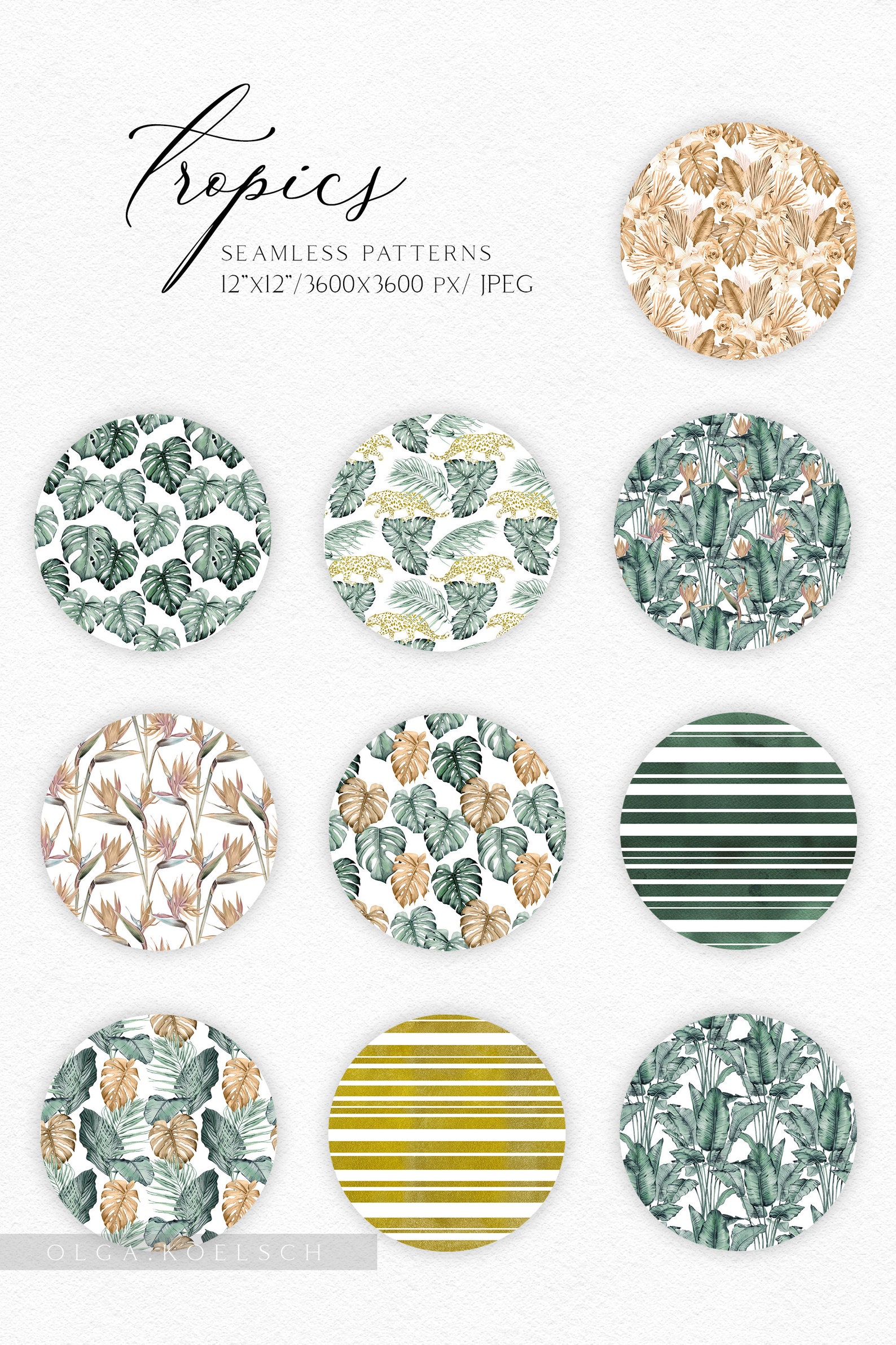 Watercolor Boho Tropical Digital Paper Pack. Boho Seamless | Etsy