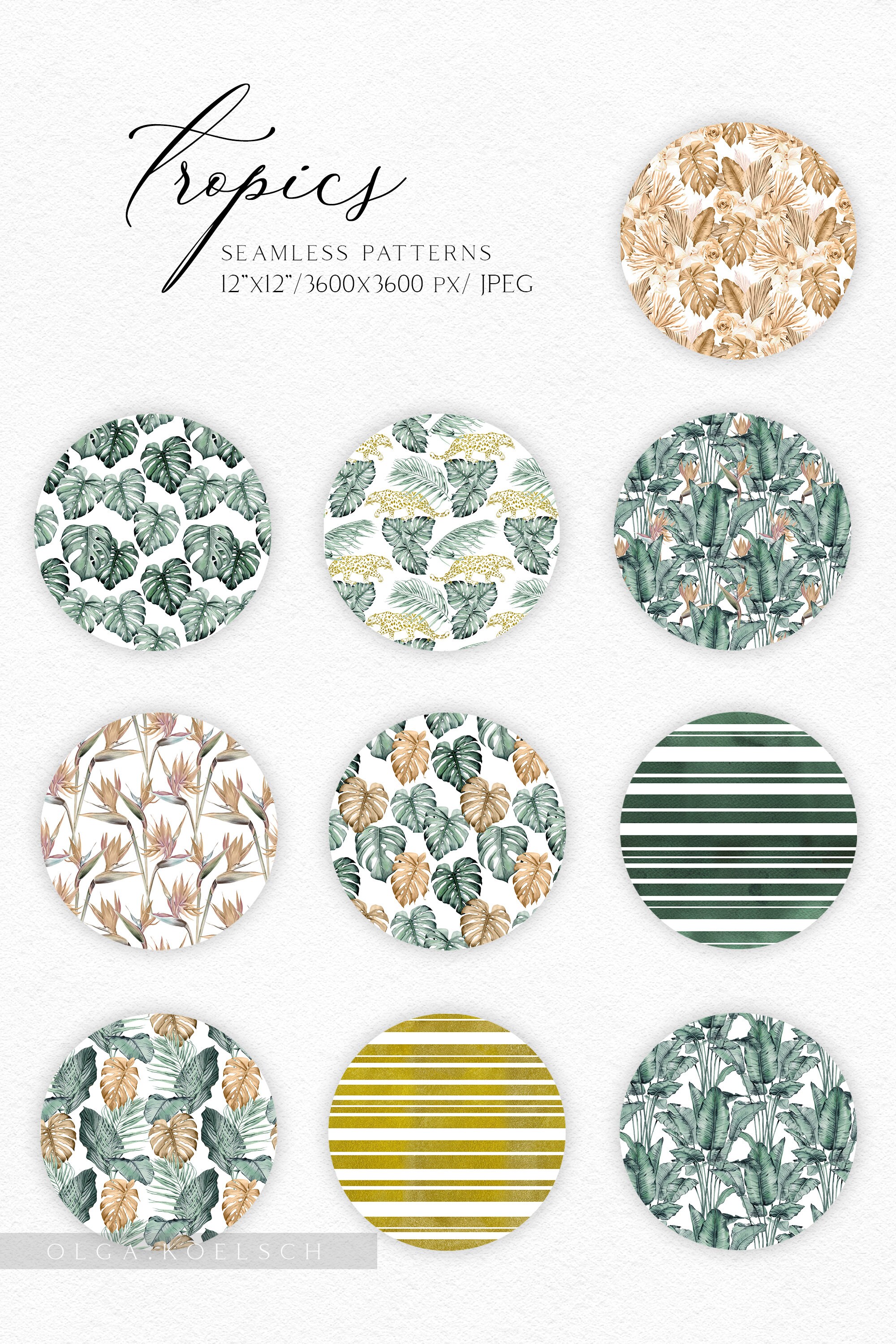 Watercolor Boho Tropical Digital Paper Pack. Boho Seamless | Etsy