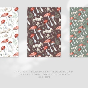 Woodland Seamless Pattern for Fabric, Watercolor Mushroom Seamless ...