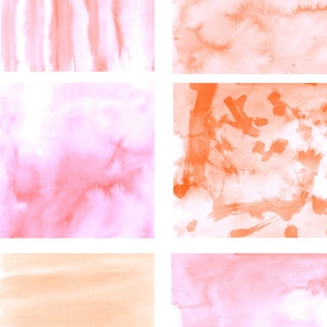 Orange Watercolor Textures, Pink Digital Paper, Colourful Hand-painted ...