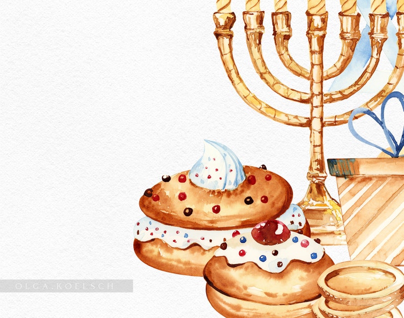 Hanukkah Clipart Jewish Holiday Watercolor Religious Clipart Jewish ...