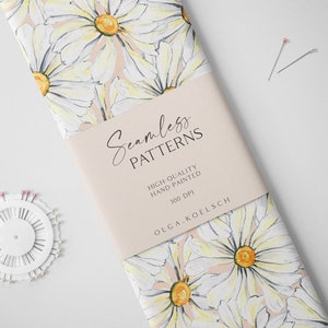Watercolor Daisy Digital Paper, Boho Daisies Seamless Pattern for ...