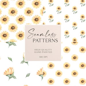 Boho Sunflower Digital Paper, Sunflower Seamless Pattern for Fabric ...