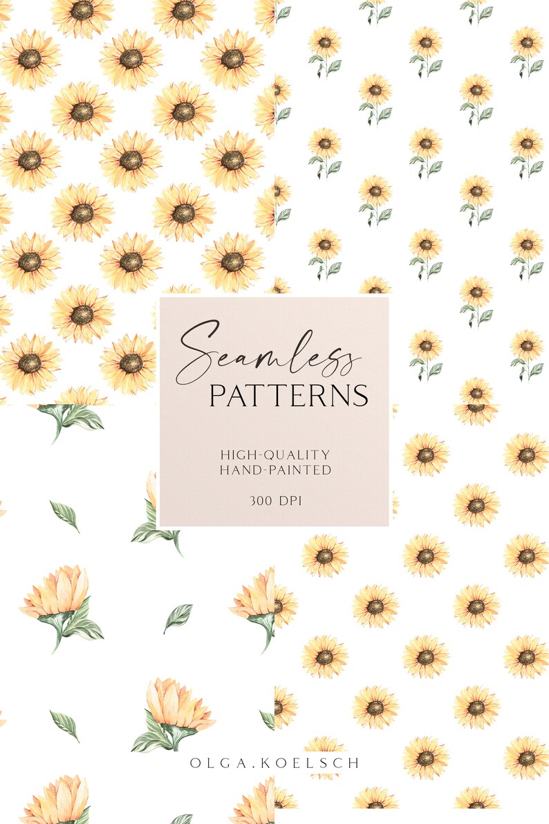 Boho Sunflower Digital Paper Sunflower Seamless Pattern for - Etsy
