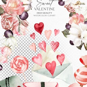 Pink Heart Png, Watercolor Valentine Clipart, Pink Floral Heart Clipart ...