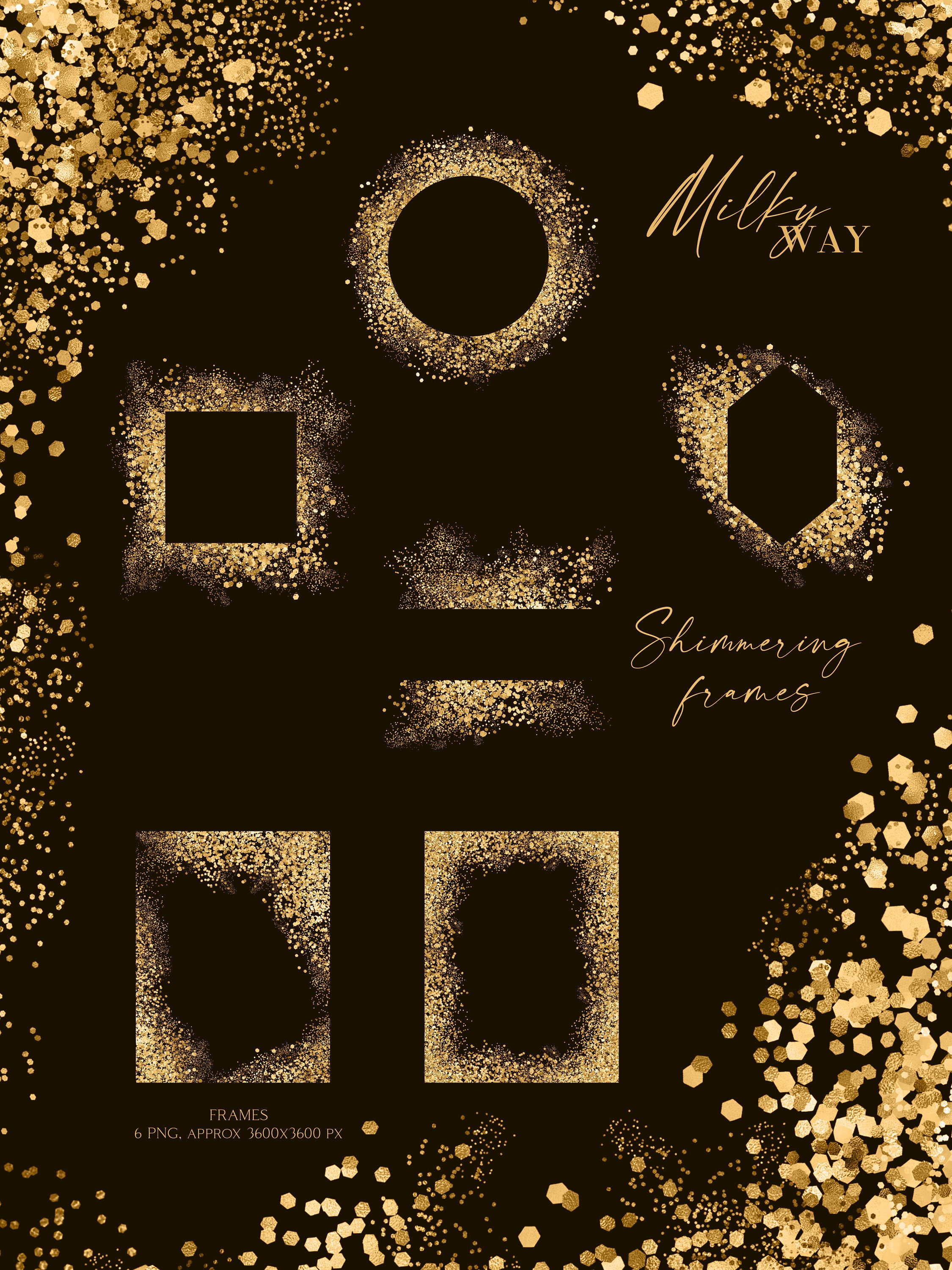 Gold Glitter Holographic Digital Frames Golden Falling - Etsy