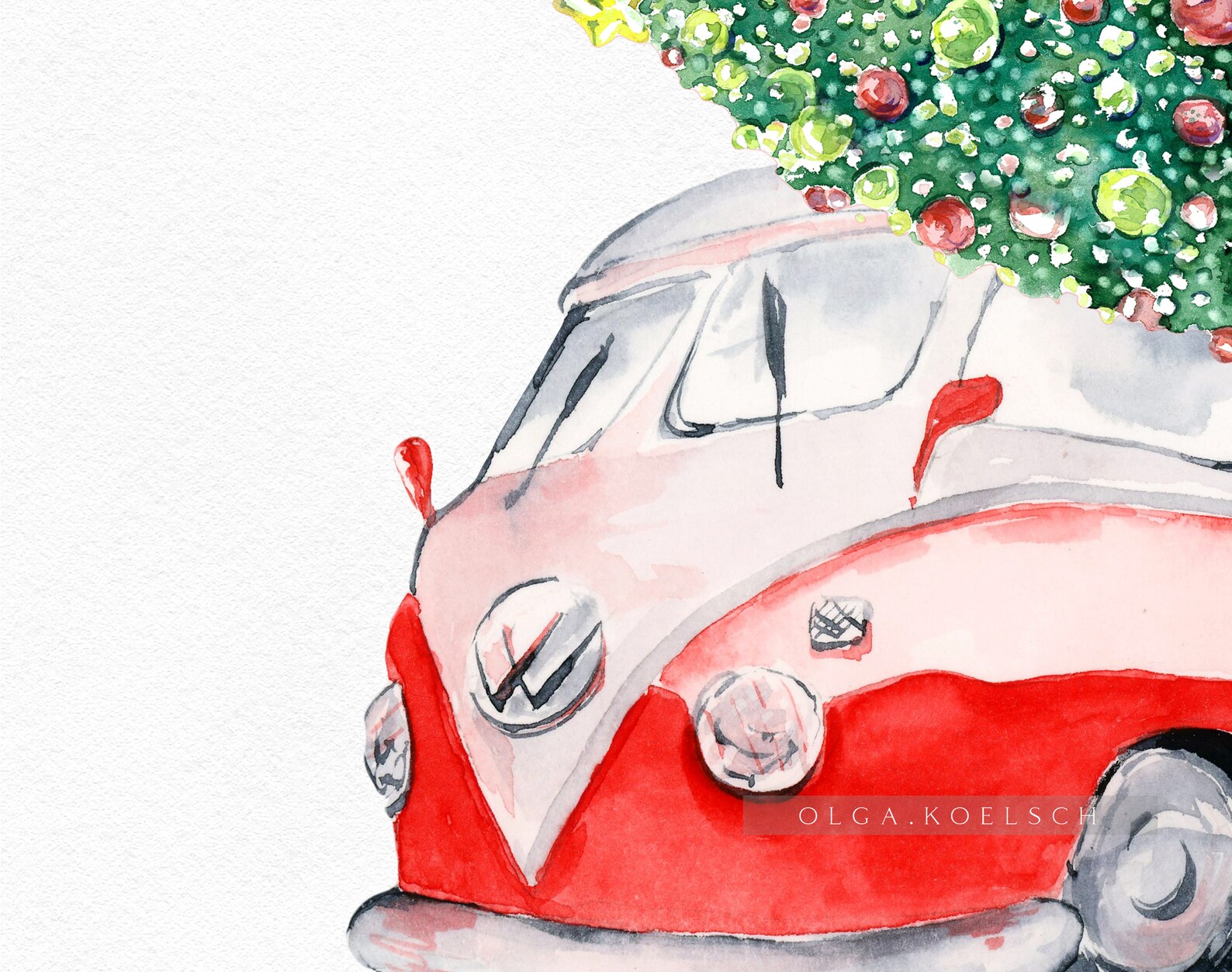 Red Christmas Truck Clipart Watercolor Red Christmas Truck - Etsy