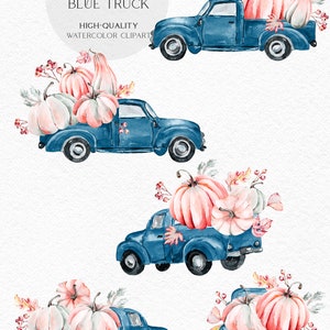 Watercolor Fall Truck Clipart, Pumpkin Harvest Farm Clipart, Gardening ...