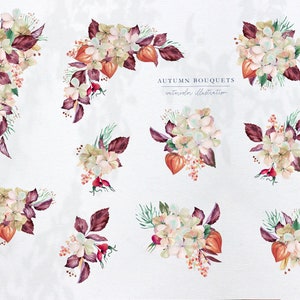 Watercolor Burgundy Bouquet Clipart. Autumn Wreath Png. Floral Borders ...