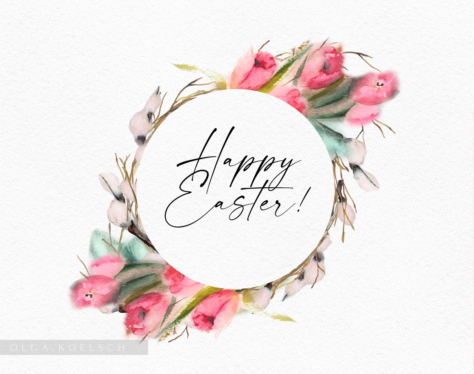 Watercolor Easter Frame Clipart Spring Flower Borders - Etsy