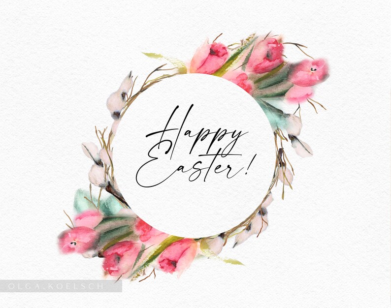 Watercolor Easter Frame Clipart Spring Flower Borders - Etsy