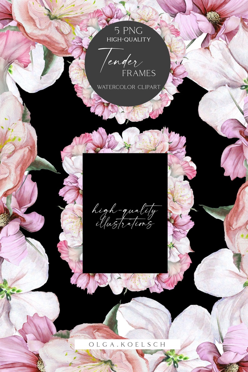 FREEBIE Clipart Watercolor Boho Flowers Clipart Wedding Pink | Etsy