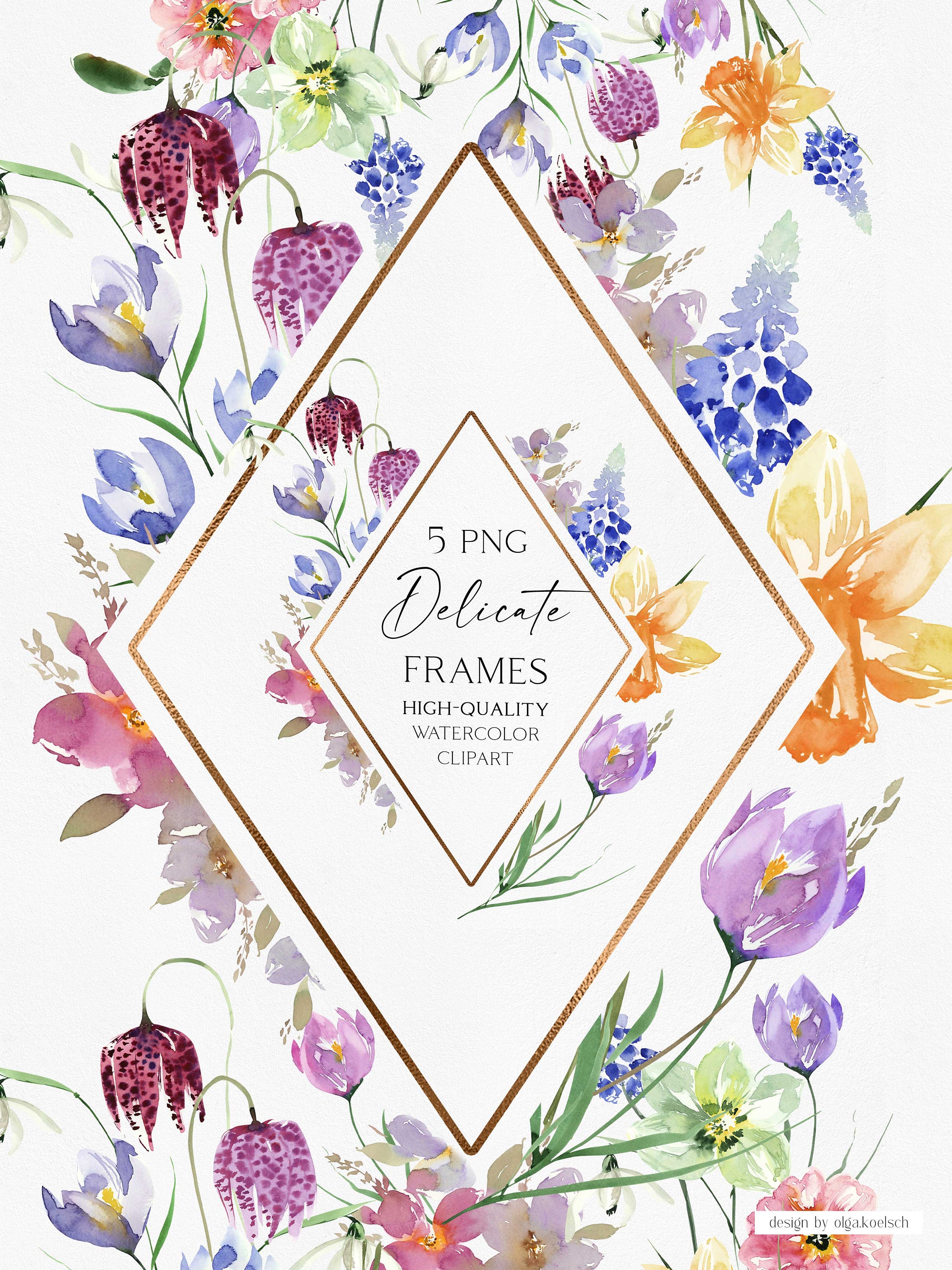 Watercolor Wildflower Clipart Spring Floral Clip Art Dusty - Etsy
