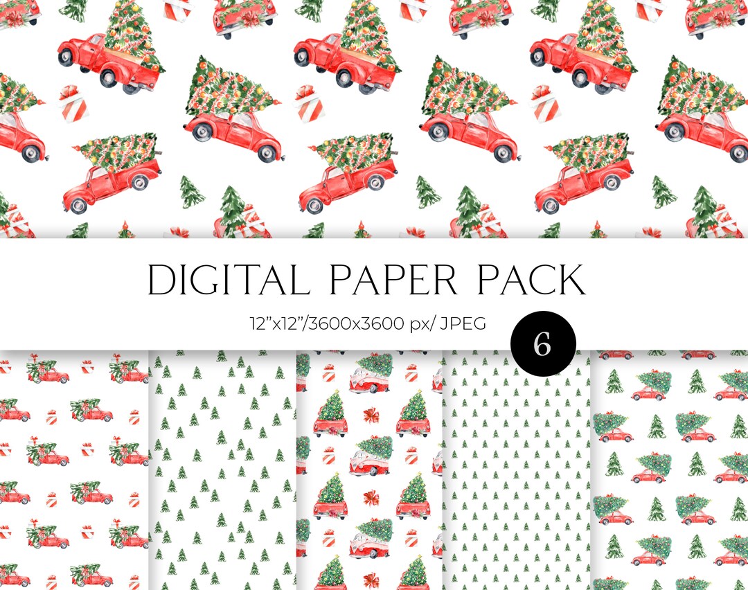 Red Christmas Truck Seamless Pattern for Fabric, Seamless Christmas ...