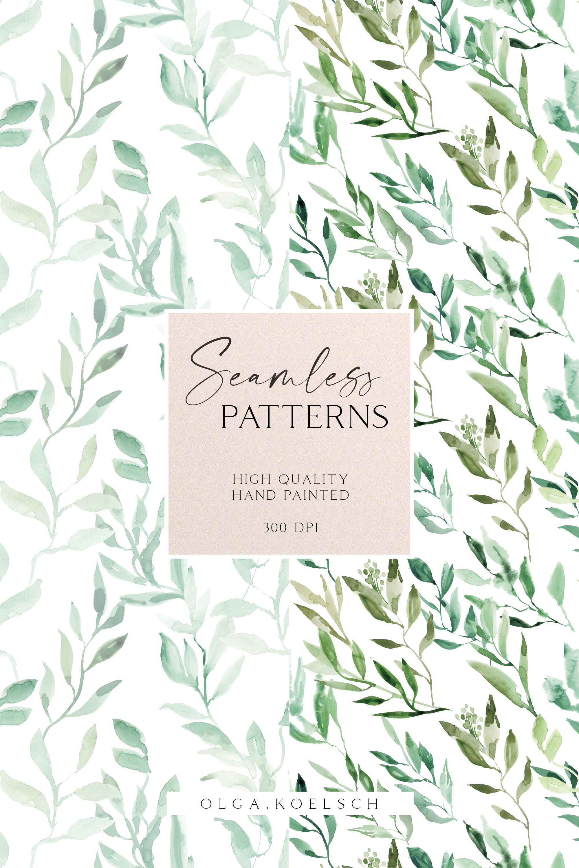 Greenery Seamless Pattern for Fabric Watercolor Natural - Etsy
