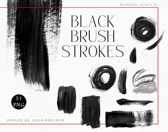 Black Brush Strokes Clipart Black Friday Templates Black | Etsy