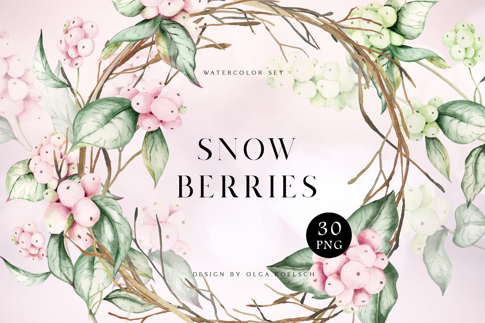 Watercolor Winter Flowers Clipart Christmas Wreath Clipart | Etsy