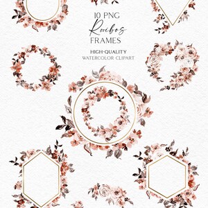 Boho Wreath Clipart, Watercolor Autumn Flowers Clip Art, Wedding Gold ...