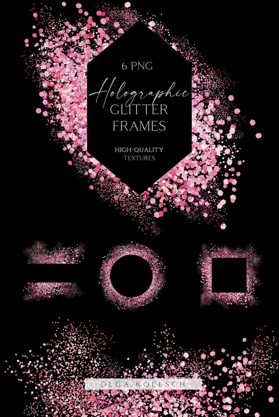 Valentine Glitter Holographic Digital Frames Pastel Pink | Etsy