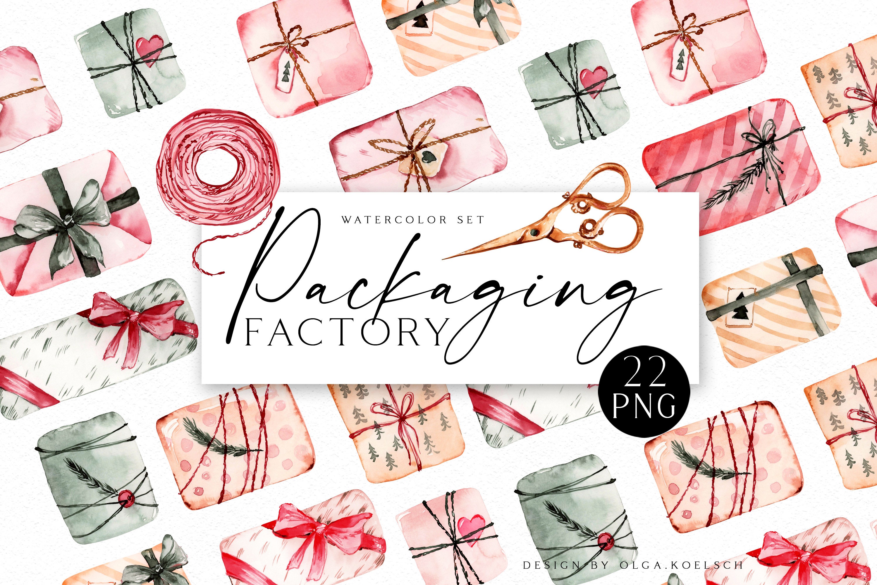 Watercolor Christmas presents clipart Gift clipart for | Etsy