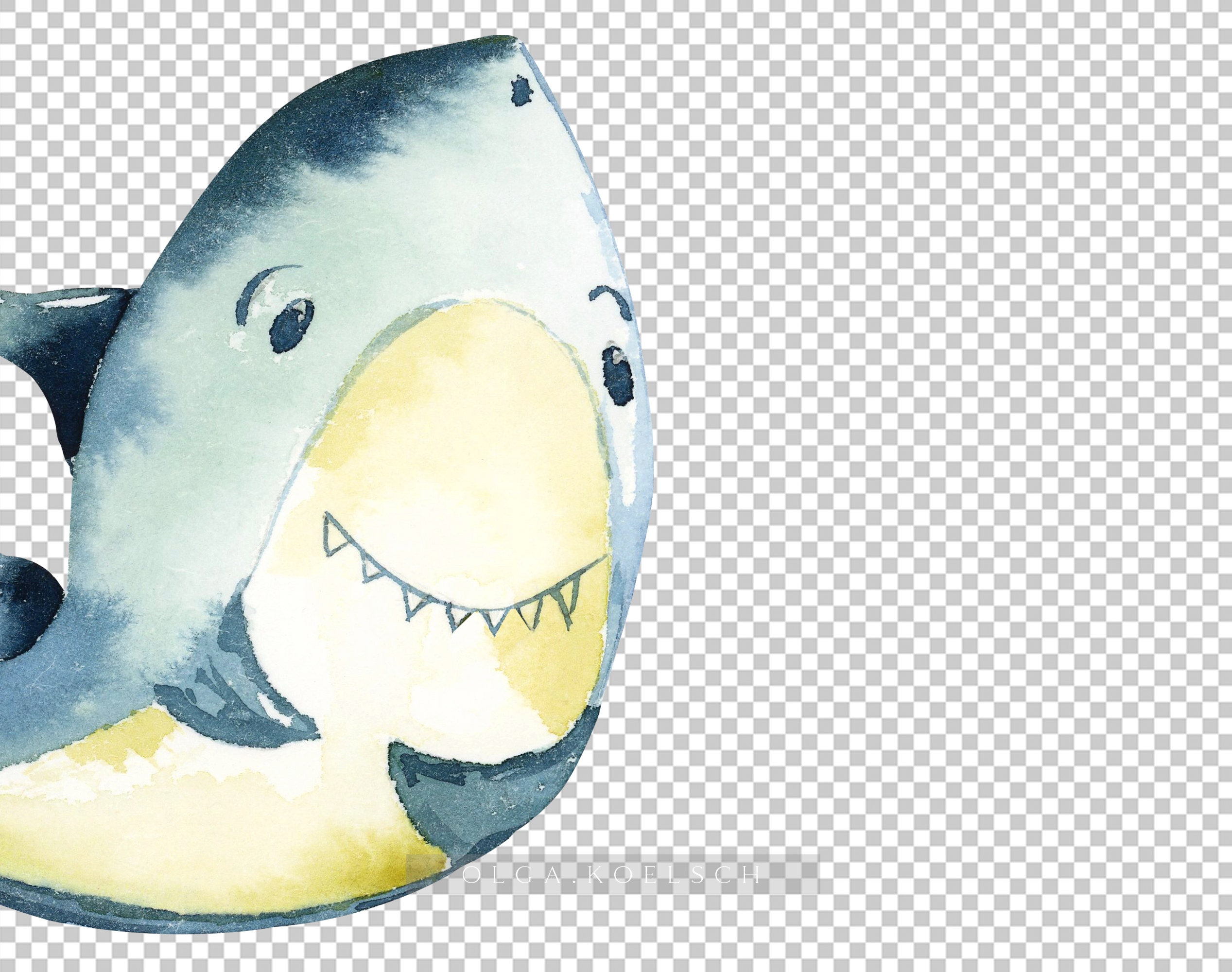 Baby Shark Birthday Clipart, Watercolor Nautical Baby Shower, Stickers ...