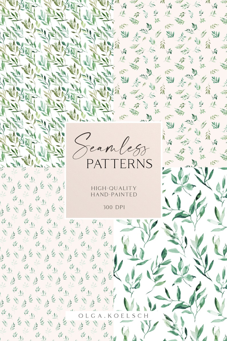 Greenery Seamless Pattern for Fabric Watercolor Natural - Etsy