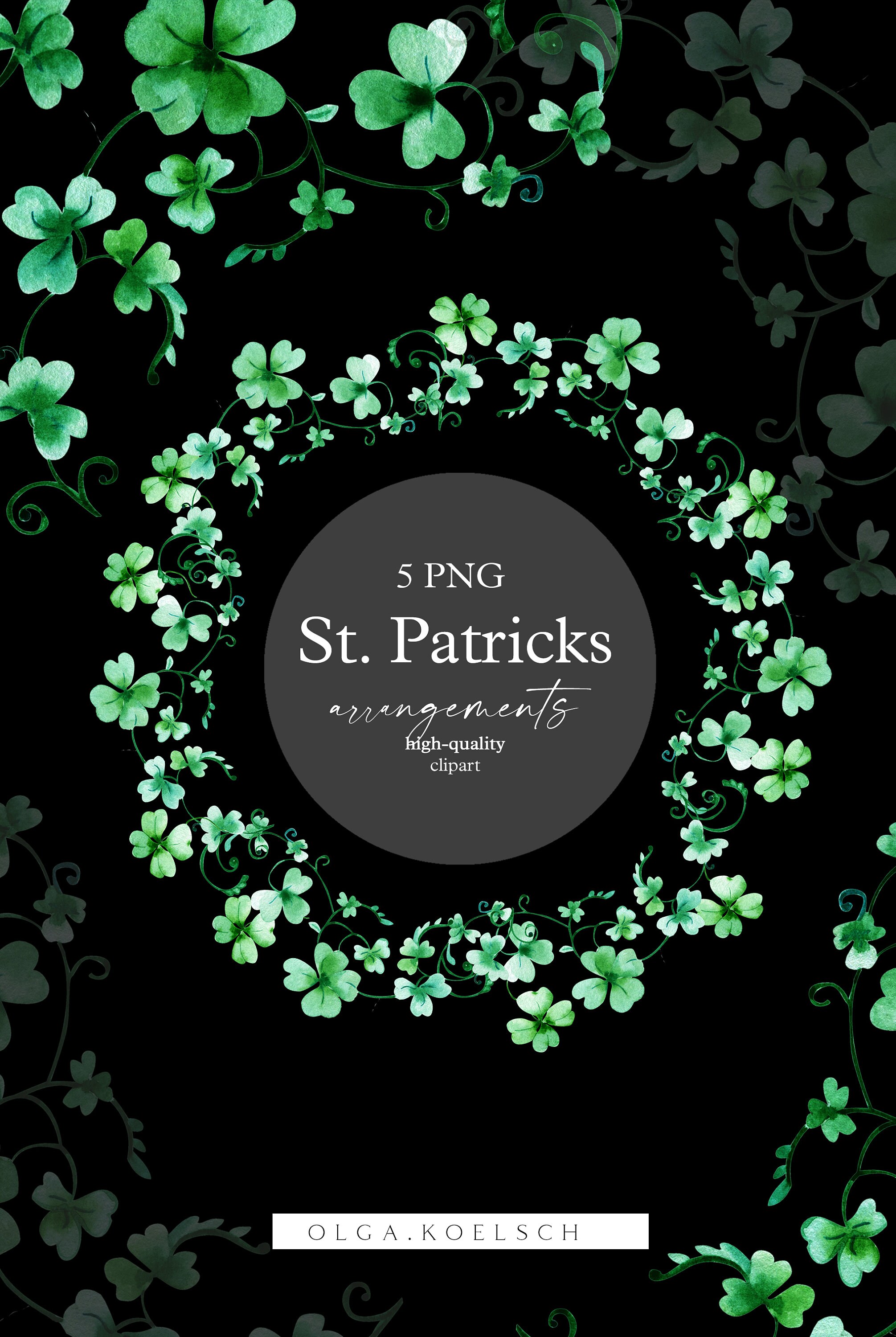 Watercolor St. Patrick's Day Clipart Shamrock Clipart St - Etsy