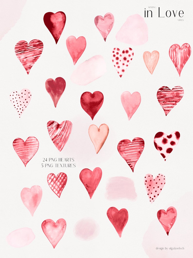 Watercolor Pink Heart Clipart Valentine's Day Png - Etsy