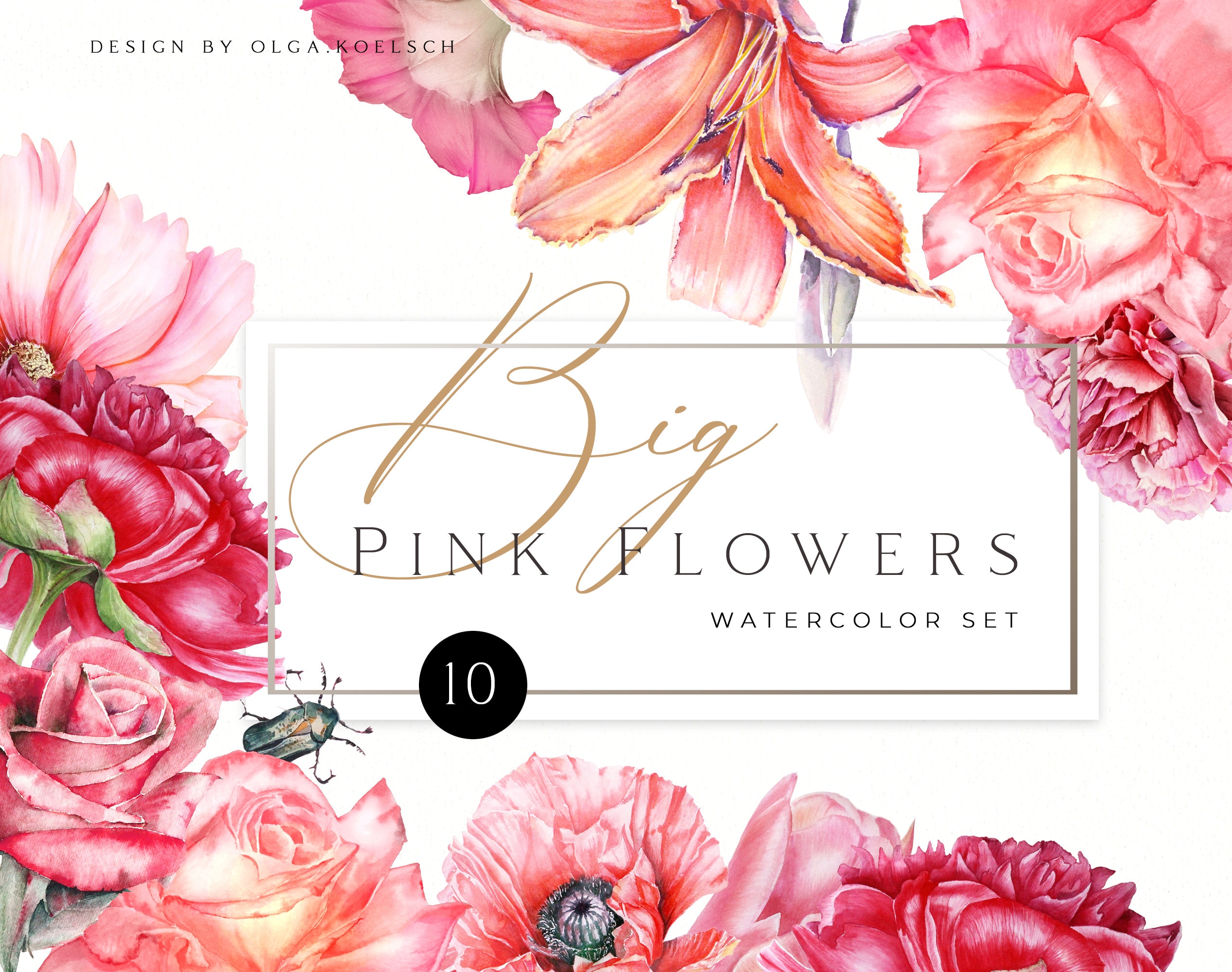 Watercolor Floral Clipart Bundle Rose Clipart for Wedding - Etsy