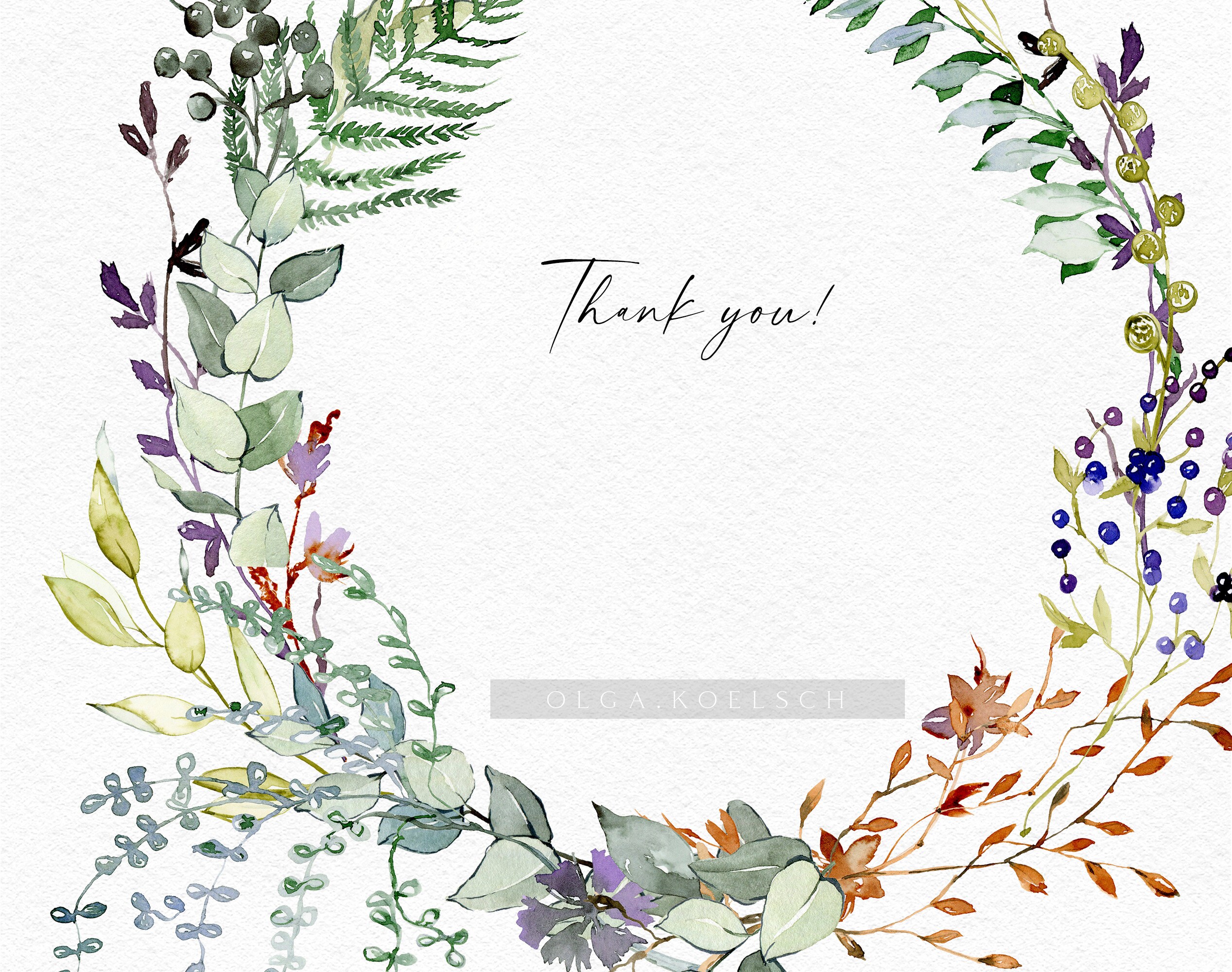 Watercolor Floral Wreath Clipart Boho White Flowers and | Etsy