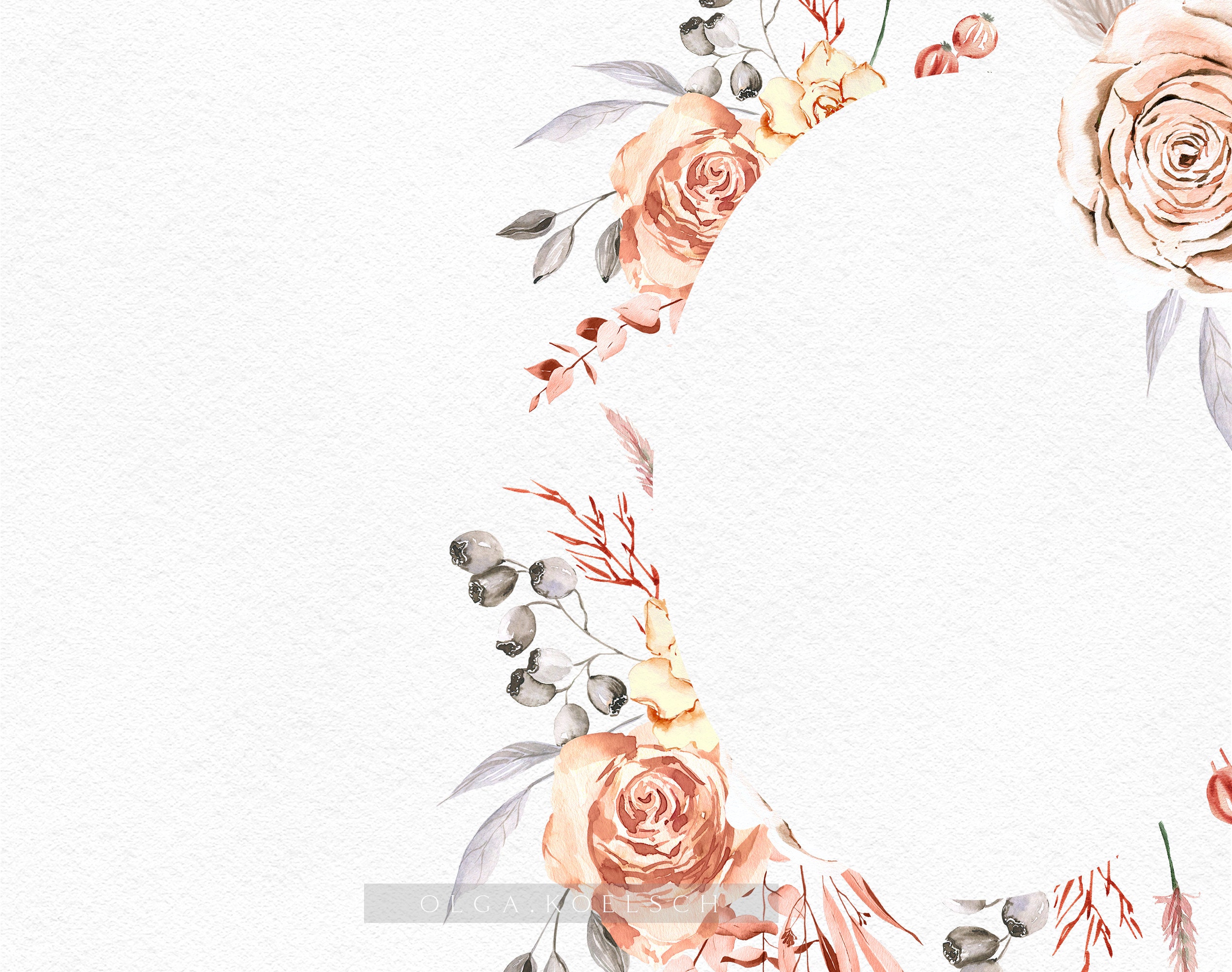 Boho Roses Frames Clipart. Floral Frames Png. Watercolor - Etsy