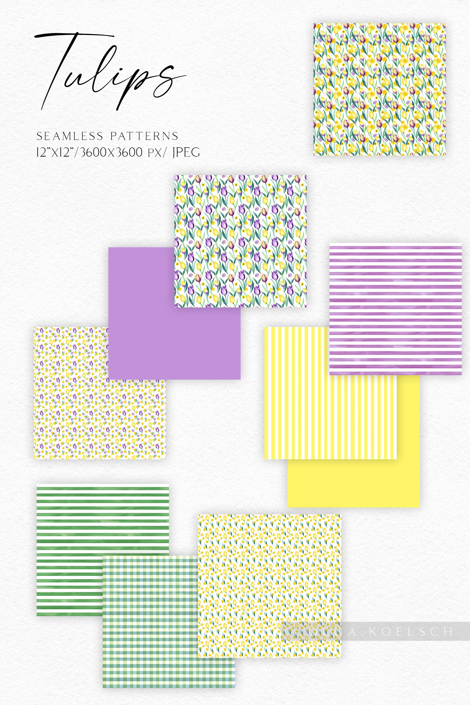 Watercolor Tulip Digital Paper Pack Easter Spring Seamless | Etsy