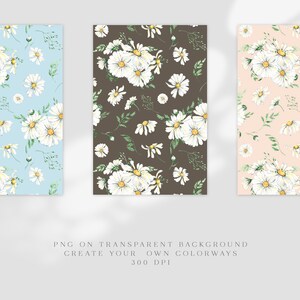 Watercolor Daisy Digital Paper, Boho Daisies Seamless Pattern for ...