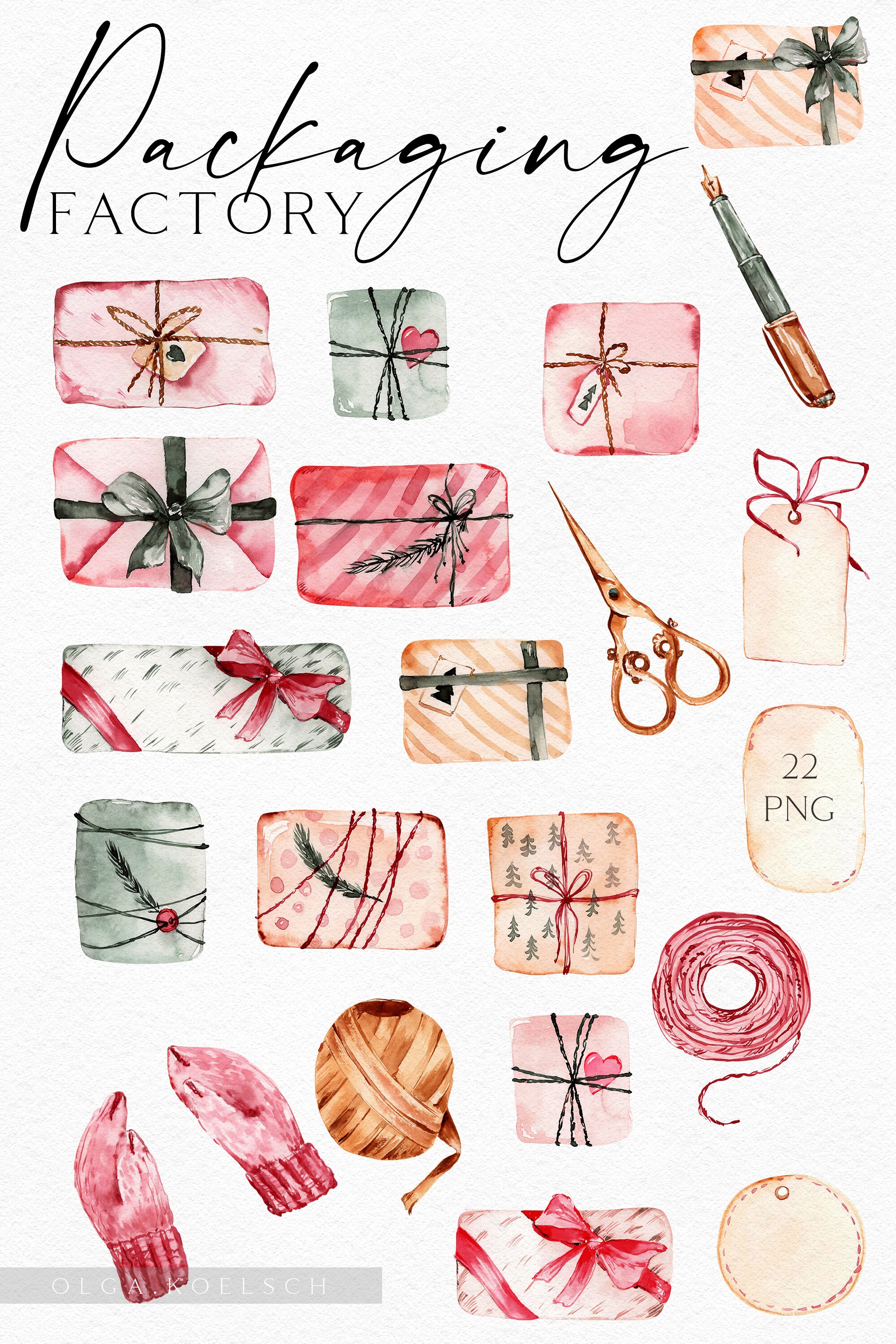 Watercolor Christmas Presents Clipart Gift Clipart for - Etsy