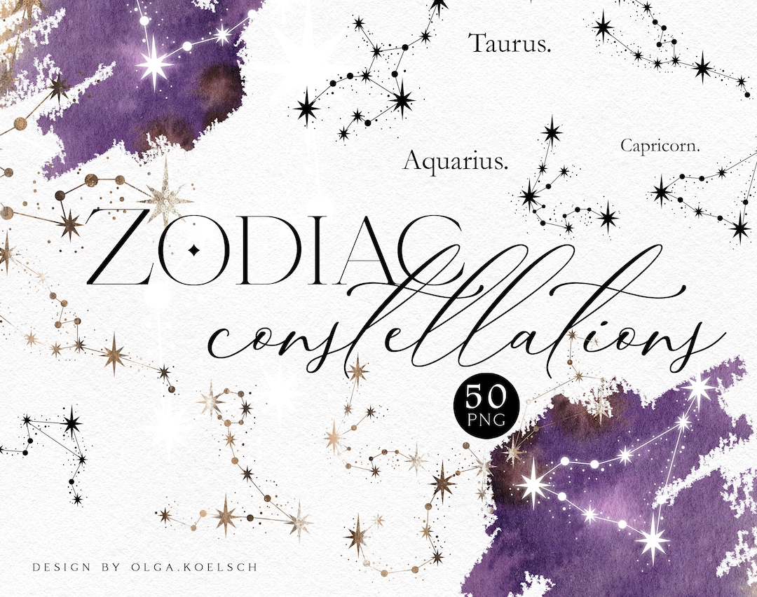 Zodiac Constellation Clipart Celestial Clip Art Zodiac Printable Design ...