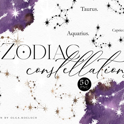 Zodiac Constellation Clipart Celestial Clip Art Zodiac - Etsy