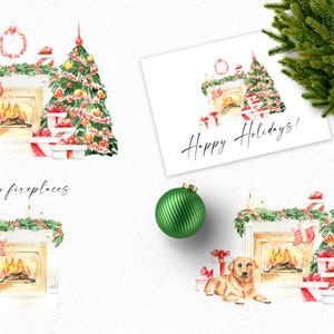 Watercolor Hygge Clipart, Farmhouse Holiday Clip Art - Dog, Natural ...
