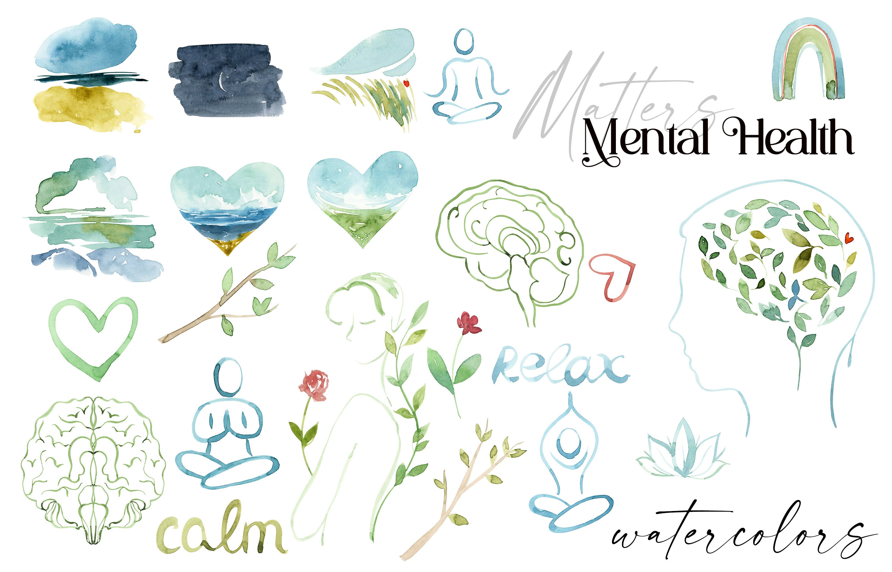 Mental Health Clipart Yoga Clipart Self Care Medical - Etsy Australia