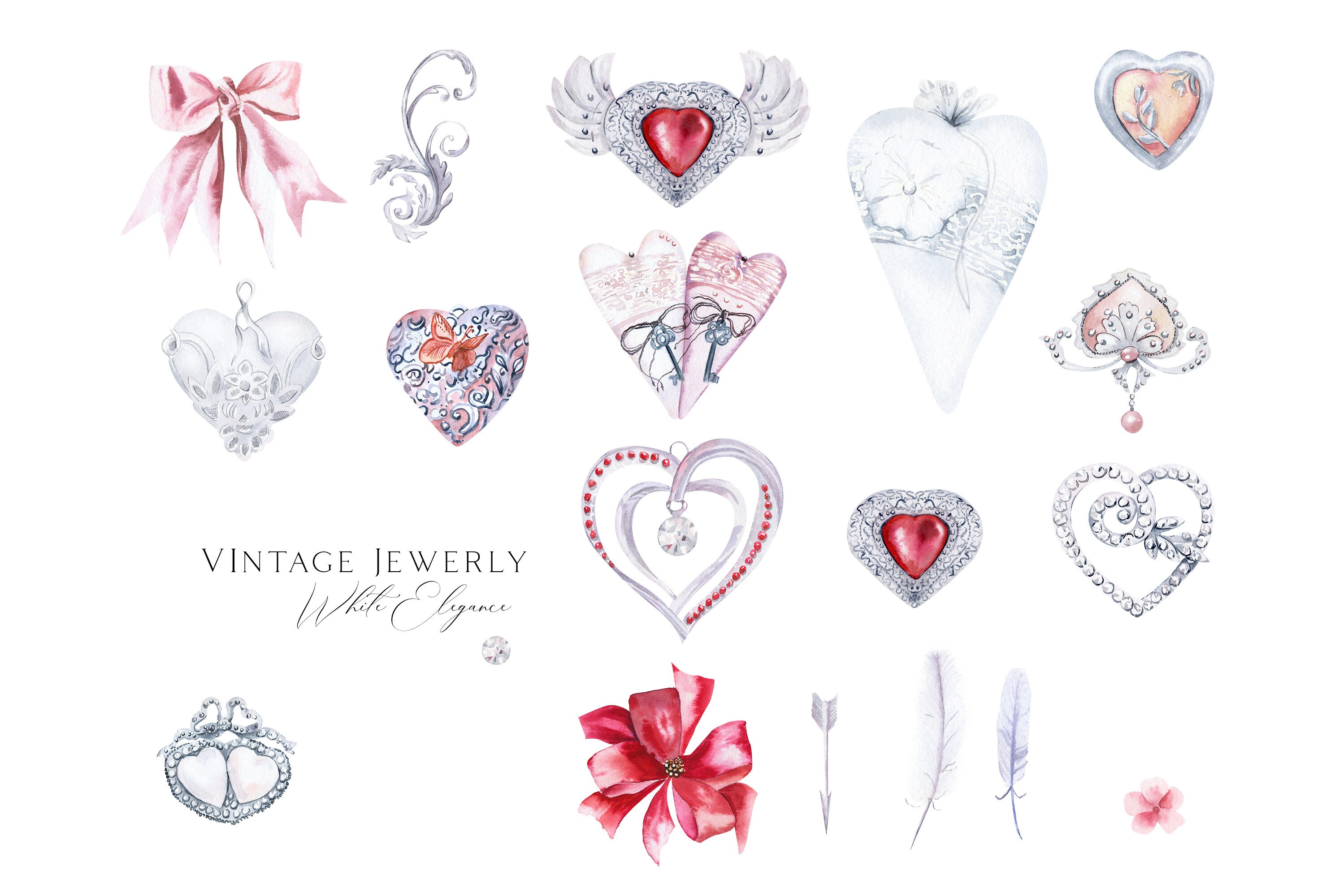 Watercolor Diamonds clipart Valentine heart clipart | Etsy