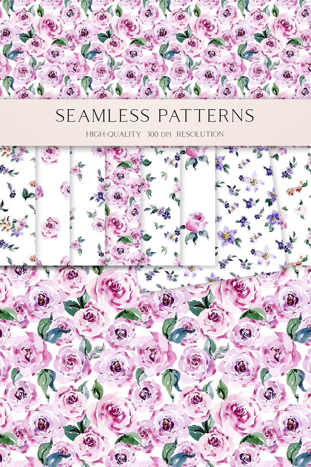Pink Roses Seamless Pattern for Fabric Kids Flowers Digital - Etsy