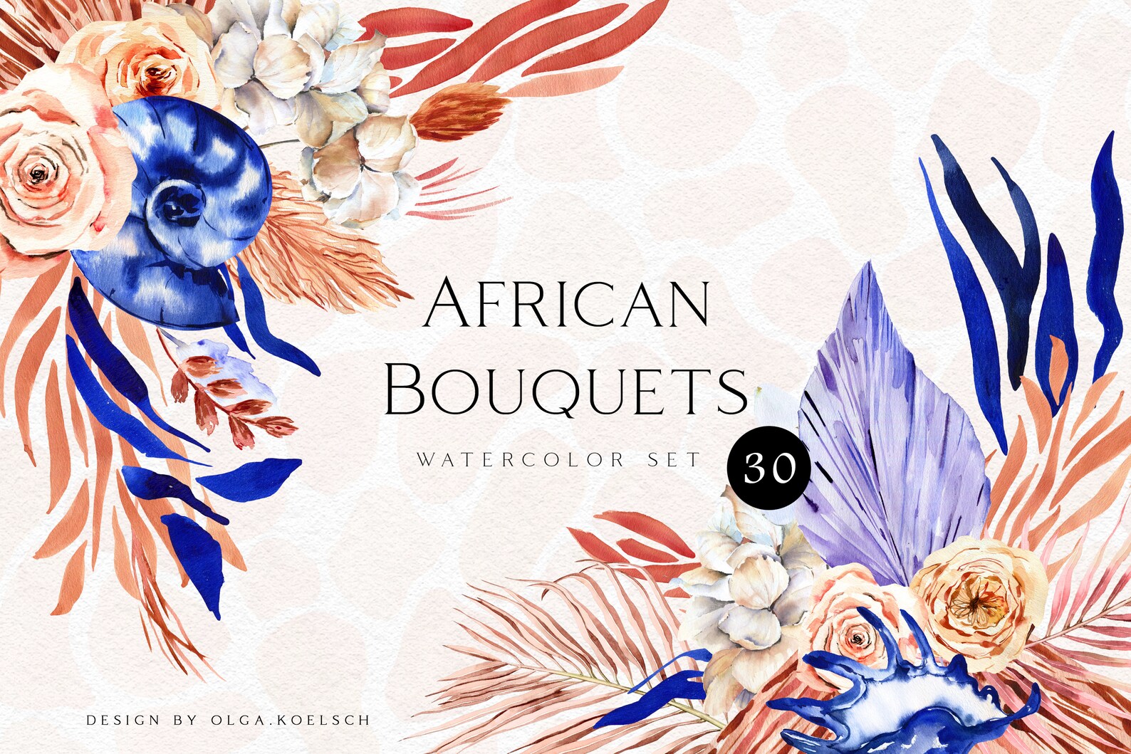 Tropical Watercolor Floral Clipart, Seashells, Boho Wedding (PNG) - Etsy