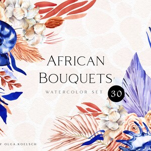 Tropical Watercolor Floral Clipart, Seashells, Boho Wedding (PNG) - Etsy