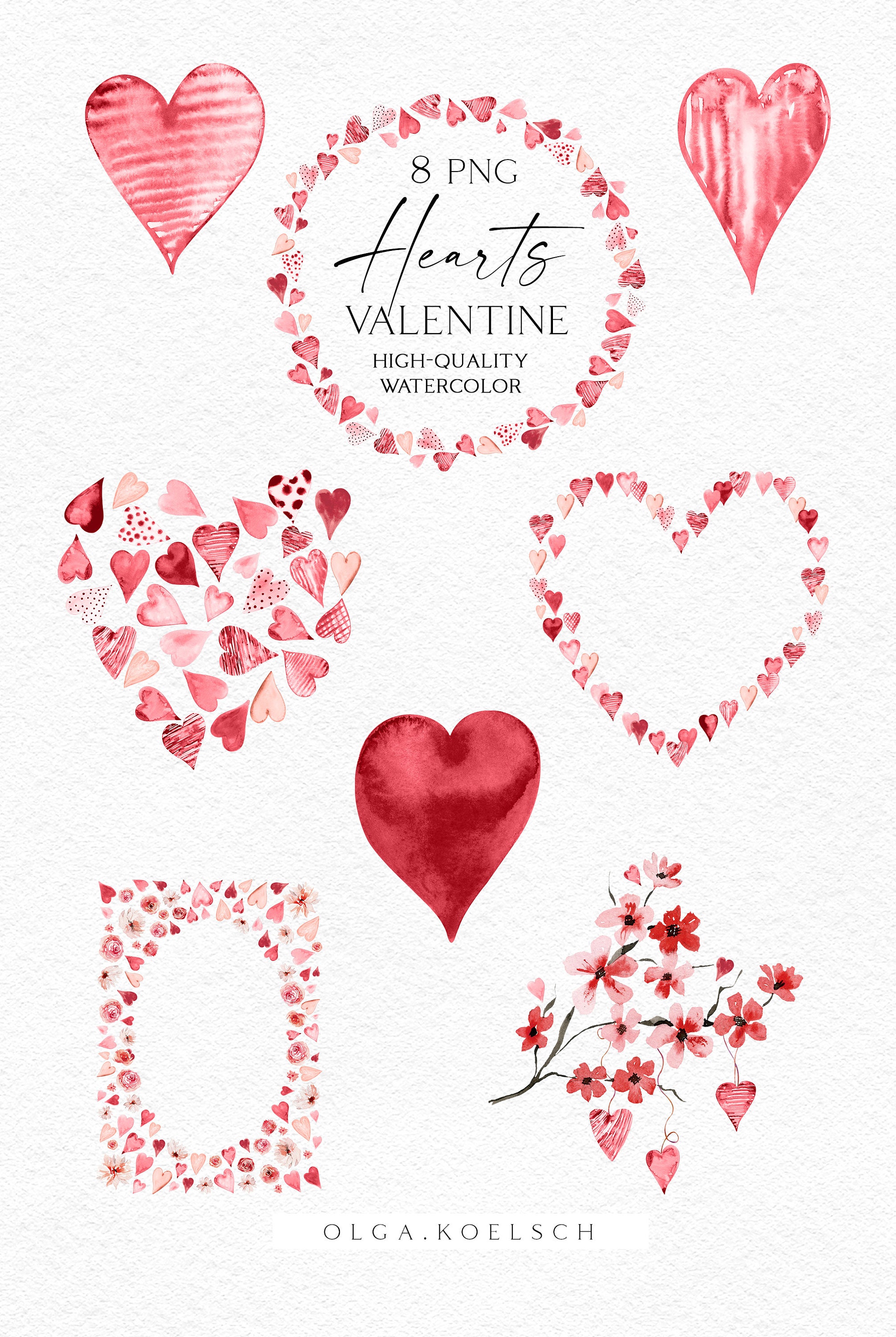 Pink Heart Clipart Watercolor Valentine Png Watercolor Heart - Etsy