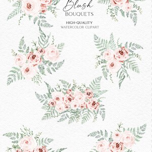 Boho Roses Bouquets Clipart, Watercolor Fern Floral Borders Png ...